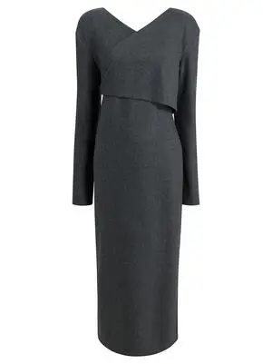 Khaite Aubrey Wool Midi Dress - Grey