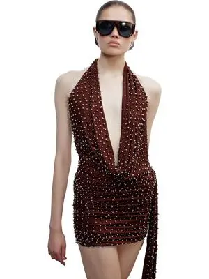 THE NEW ARRIVALS ILKYAZ OZEL Agel Plunging Top - Brown