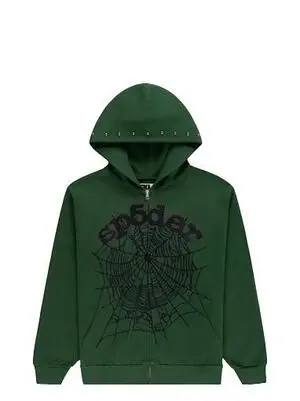 SP5DER Og Web Studded Zip Hoodie - Green
