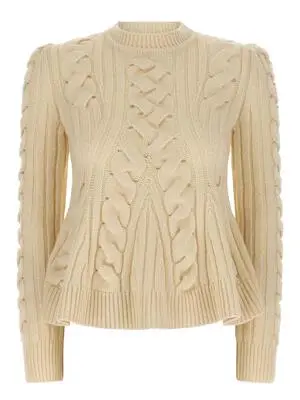 Alexander McQueen Wool And Cashmere Cable Sweater Beige