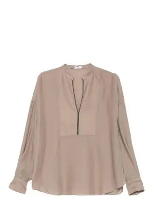 Brunello Cucinelli V-neck Blouse - Brown