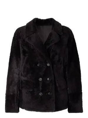YVES SALOMON Double-breasted Shearling Jacket - Brown