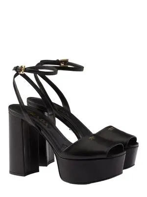 Prada Nappa Leather Platform Sandals Black