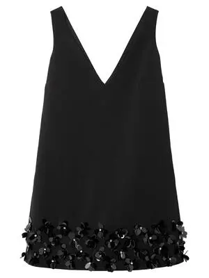 SELF-PORTRAIT Embellished Satin-crepe Mini Dress - Black