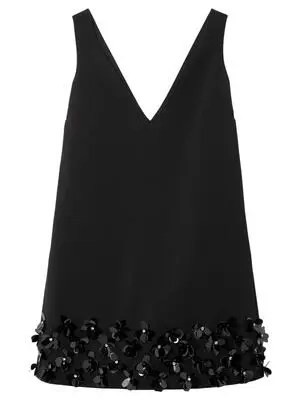 SELF-PORTRAIT Embellished Satin-crepe Mini Dress - Black