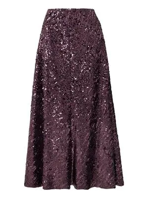 Rabanne Sequined Chiffon Maxi Skirt - Purple