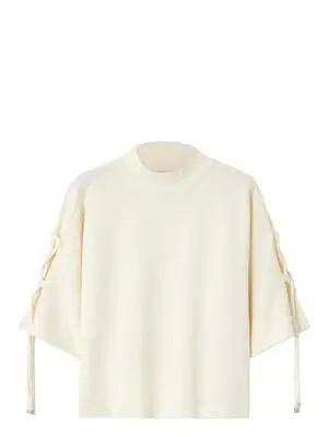 Max Mara Bevanda Lace-up Wool Sweater - Ivory