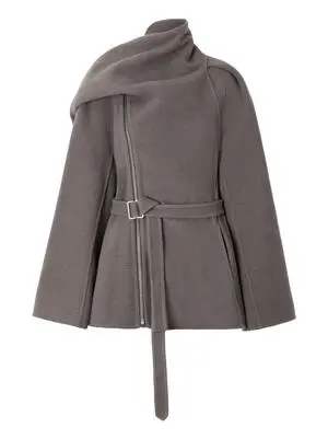 Rick Owens Scarf-detailed Belted Cashmere Jacket - Brown