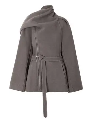 Rick Owens Scarf-Detailed Belted Cashmere Jacket Light Brown