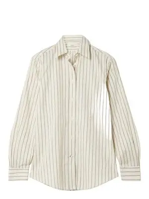 Purdey Striped Cotton And Silk-blend Shirt - White
