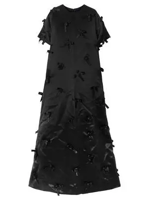 JIL SANDER Bow-embellished Satin Maxi Dress - Black