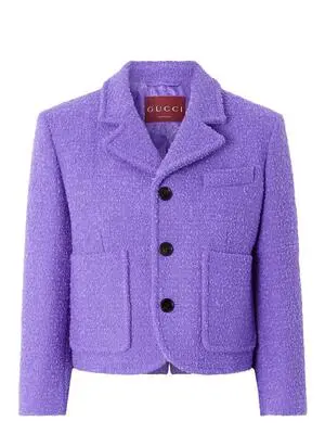 Gucci Cropped Cotton-blend Bouclé-tweed Jacket - Purple