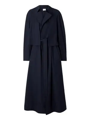 FFORME Lennox Belted Pleated Twill Trench Coat - Blue