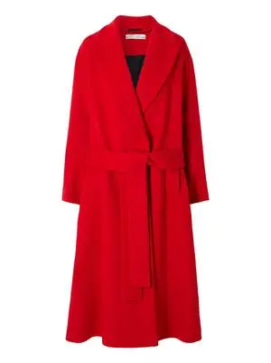Another Tomorrow Belted Recycled Cashmere Coat - Red