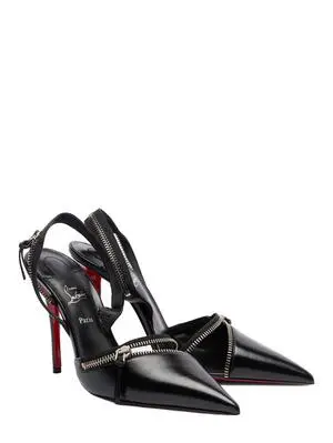 CHRISTIAN LOUBOUTIN Slingyzip 100 Leather Slingback Pumps - Black