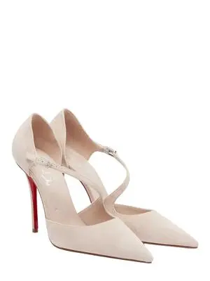 CHRISTIAN LOUBOUTIN Miss Ziggyta 100 Suede Pumps Beige