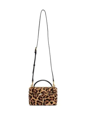 Saint Laurent Gaby Leopard-print Calf Hair Vanity Bag - Brown