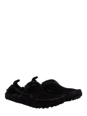 TOD'S Gommino Shearling-Lined Suede Driving Shoes Black