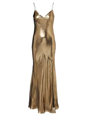 SELF-PORTRAIT Satin Maxi Dress - Gold