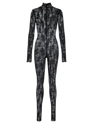 Norma Kamali Turtleneck Lace Catsuit - Black
