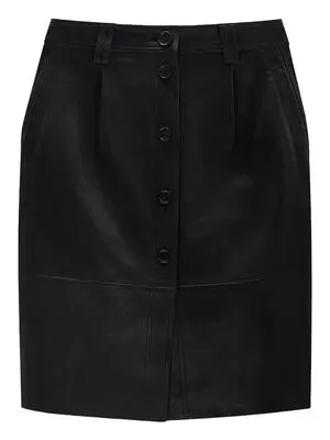 ANINE BING ANINE BING Button-Front Leather Skirt