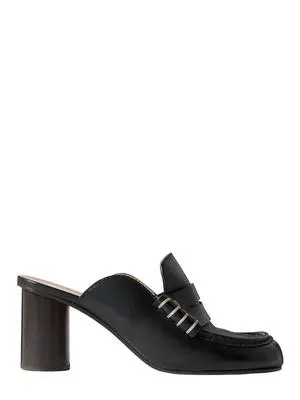 JW Anderson Loafer Whipstitched Leather Mules - Black