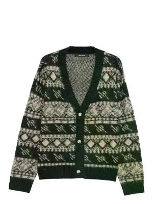 DAILY PAPER Patterned Intarsia Knit Cardigan - Green