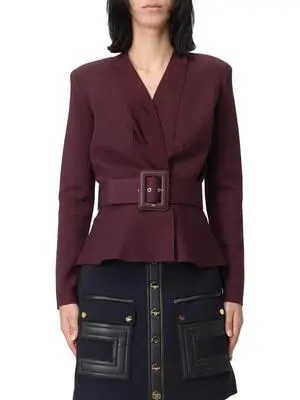Elisabetta Franchi Belted Jacket Wine