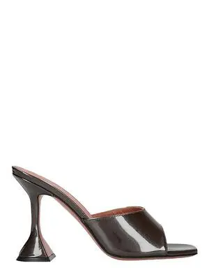 Amina Muaddi Lupita 95 Patent-Leather Heeled Mules Brown