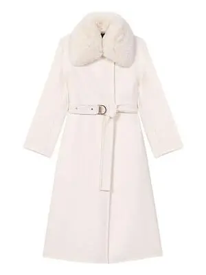 Maje Removable-collar Wool-blend Coat - Ecru