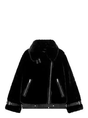 The Kooples Collared Faux-fur Jacket - Black
