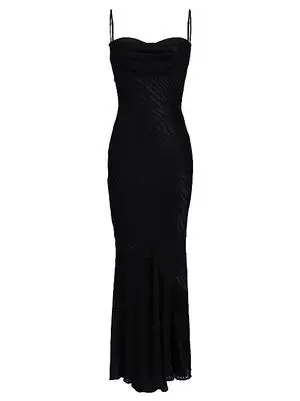 House Of Cb Nalani Devore Gown - Black