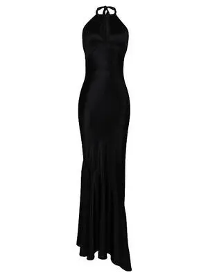 House Of Cb Oliviana Halter-neck Satin Maxi Dress - Black