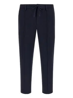 Boggi Milano Drawstring Straight-leg Cotton-jersey Trousers - Navy Blue
