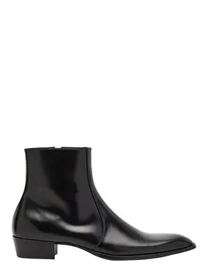 Saint Laurent Roman 35 Leather Ankle Boots - Black