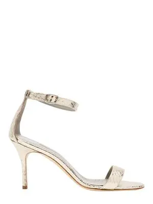 Manolo Blahnik Chaos Metallic Snakeskin Pumps - Silver