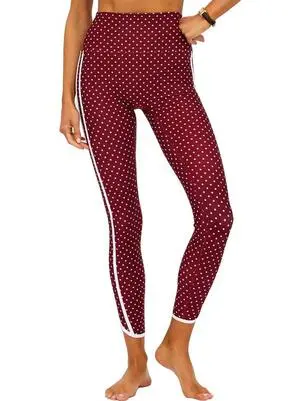 Beach Riot Rella Side Stripe Ankle Leggings - Crimson Dot