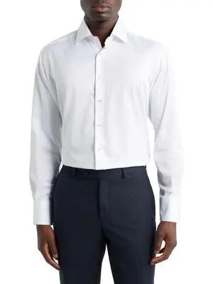 1863 BY ETERNA Modern Fit Cotton Twill Dress Shirt - White