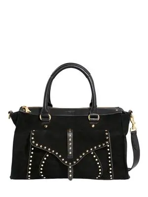 AIMEE AIMEE Armour Leather Satchel Black Suede