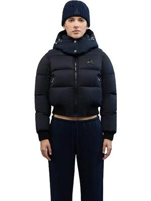 ALPENHAUS Pariset Cropped Puffer Bomber Jacket With Detachable Sleeves - Midnight