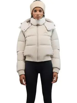 ALPENHAUS Pariset Cropped Puffer Bomber Jacket With Detachable Sleeves - Stone