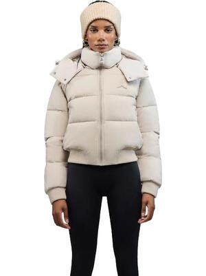 ALPENHAUS Pariset Cropped Puffer Bomber Jacket With Detachable Sleeves - Stone