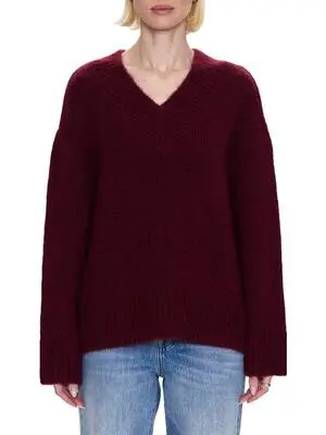 PISTOLA Talia V-neck Pullover Sweater - Claret