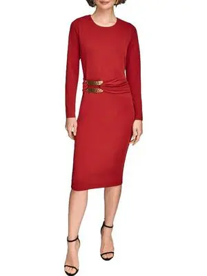 Donna Karan New York Long Sleeve Sheath Dress - Metropolitan Red