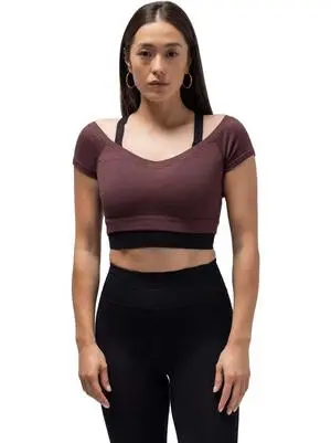 REFORMER Ribbed Cap Sleeve Cropped Top Maple