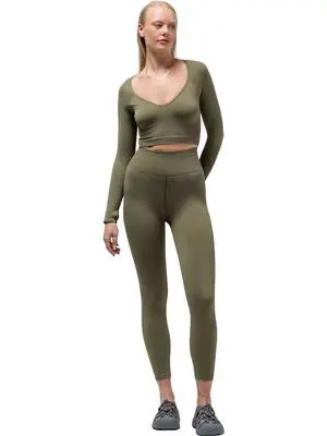 REFORMER V-neck Long Sleeve Crop Top - Olive