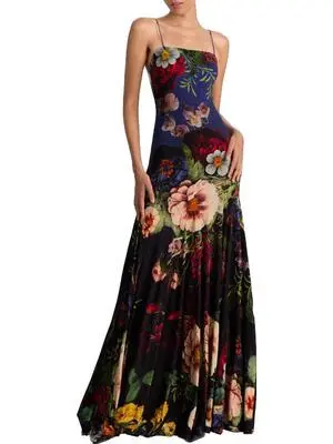 Alice + Olivia Augusta Floral Gown - Magic Garden Gradient