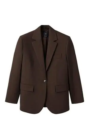 Mango Straight Fit One-button Blazer - Chocolate