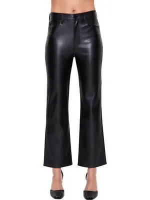 PISTOLA Ally Faux Leather Bootcut Trousers - Onyx
