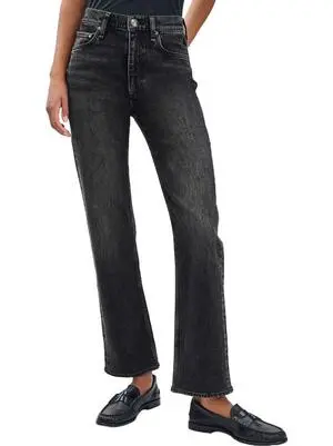 Rag & Bone Harlow Mid-rise Straight Leg Ankle Jeans - Cinder
